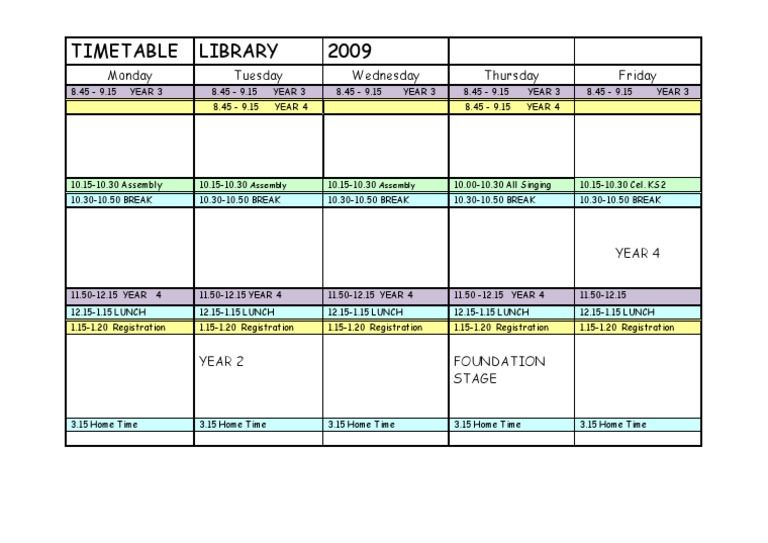 Library Timetable | PDF
