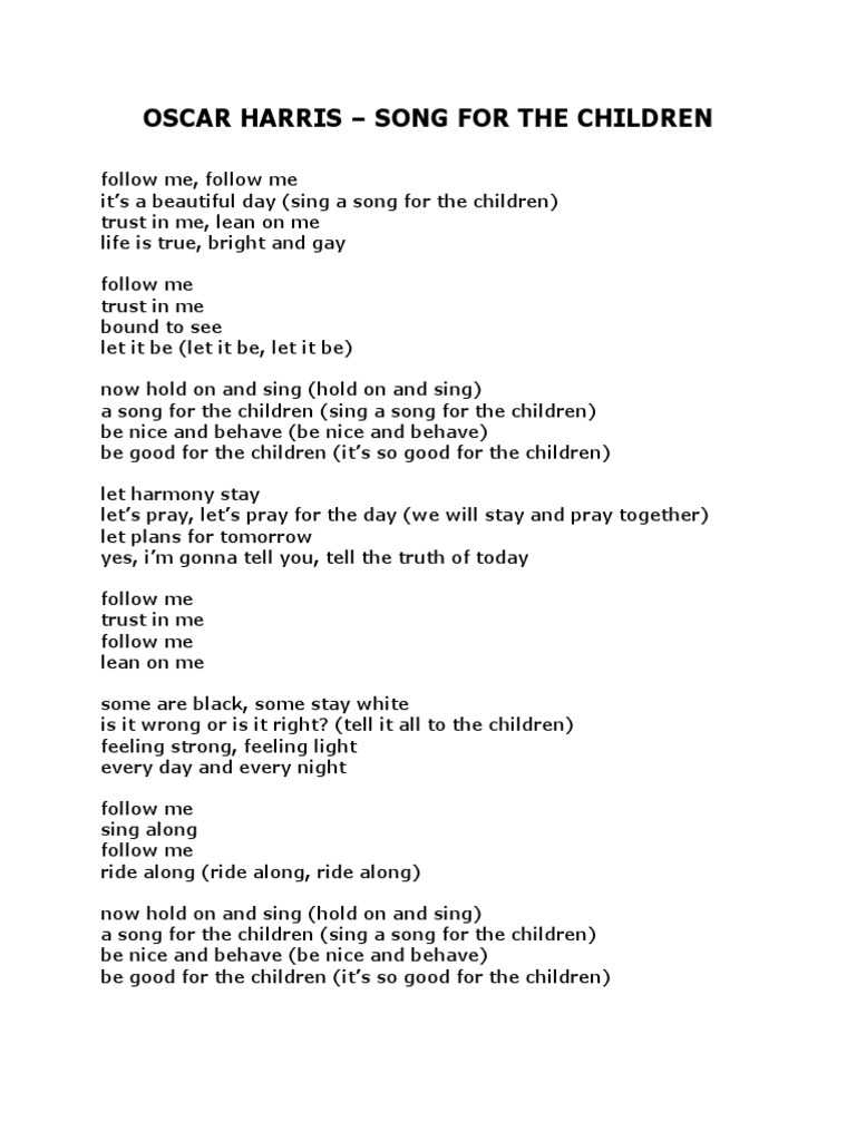 Oscar Harris - Song For The Children | PDF | Leisure