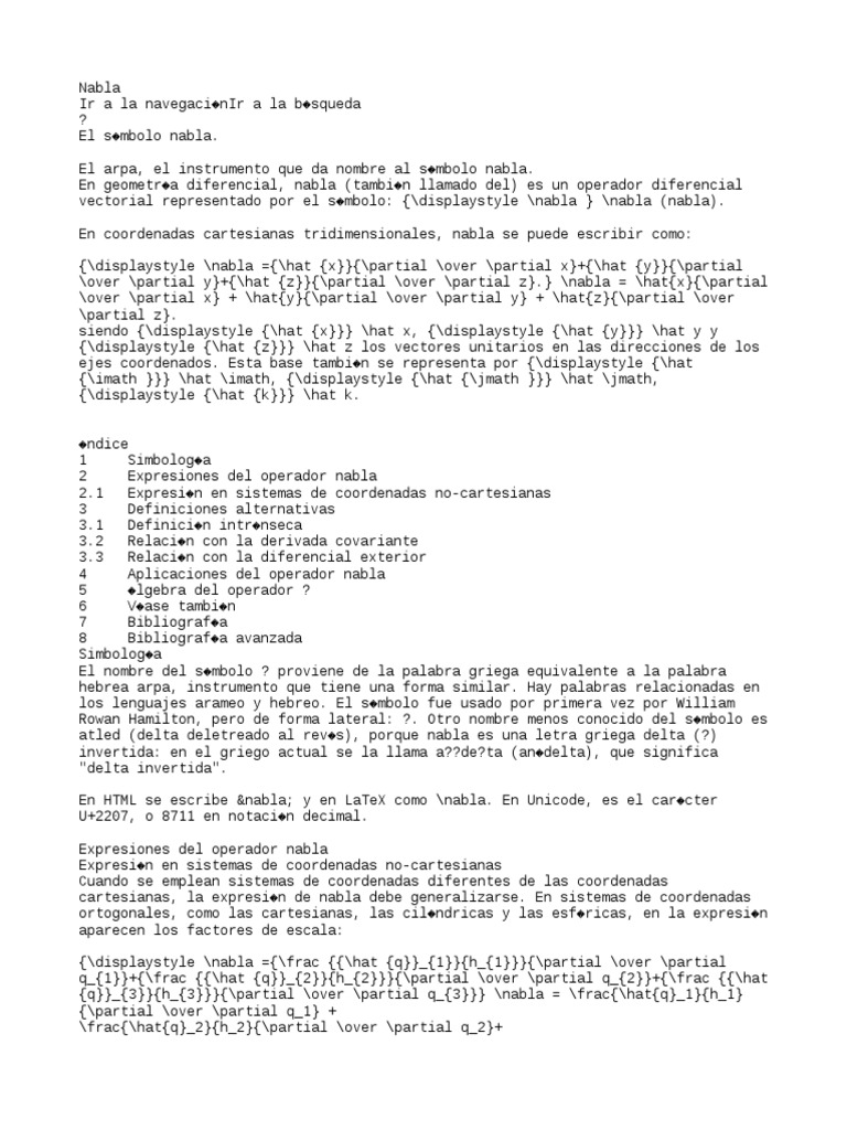 Nabla, Significado Wiki | PDF | Topología | Ecuaciones diferenciales