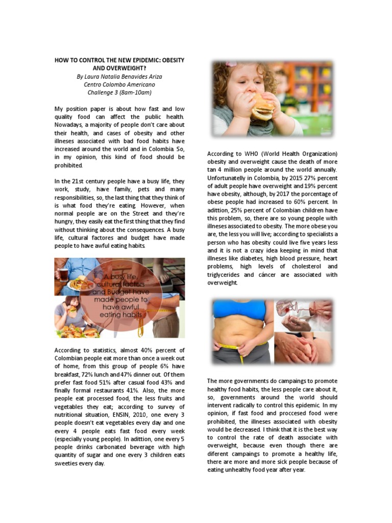 CONTROL OBESITY EPIDEMIC WITH FOOD BANS | PDF | Fast Food | Obesity