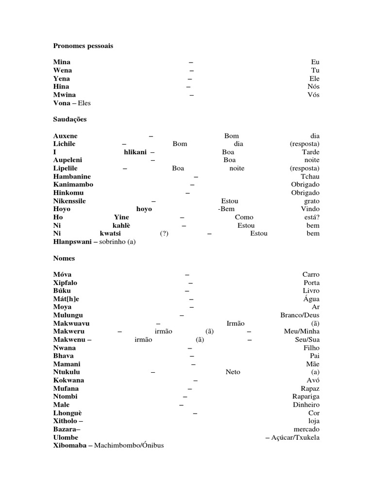 Changana | PDF | Idiomas | Artes Linguísticas e Disciplina