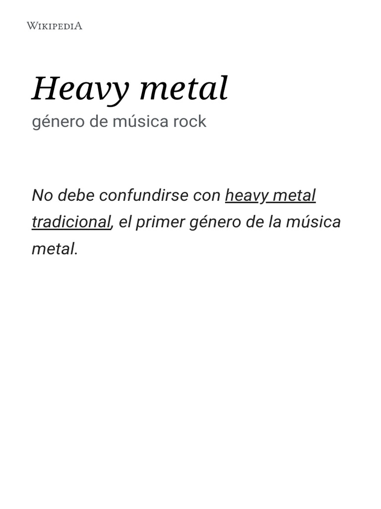Heavy Metal - Wikipedia, La Enciclopedia Libre PDF | PDF | Música heavy ...