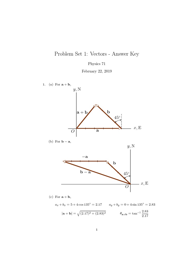 ProblemSet1 AnswerKey | PDF | Euclidean Vector | Classical Mechanics