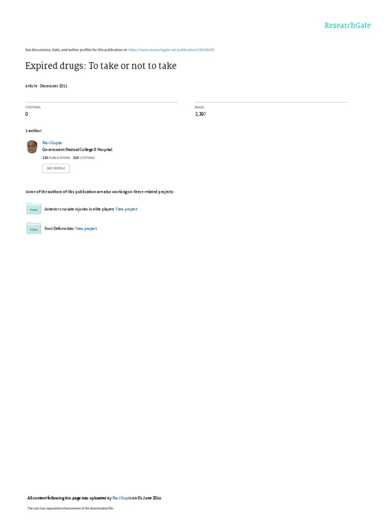 Expired Drugs | PDF | Shelf Life | Food And Drug Administration