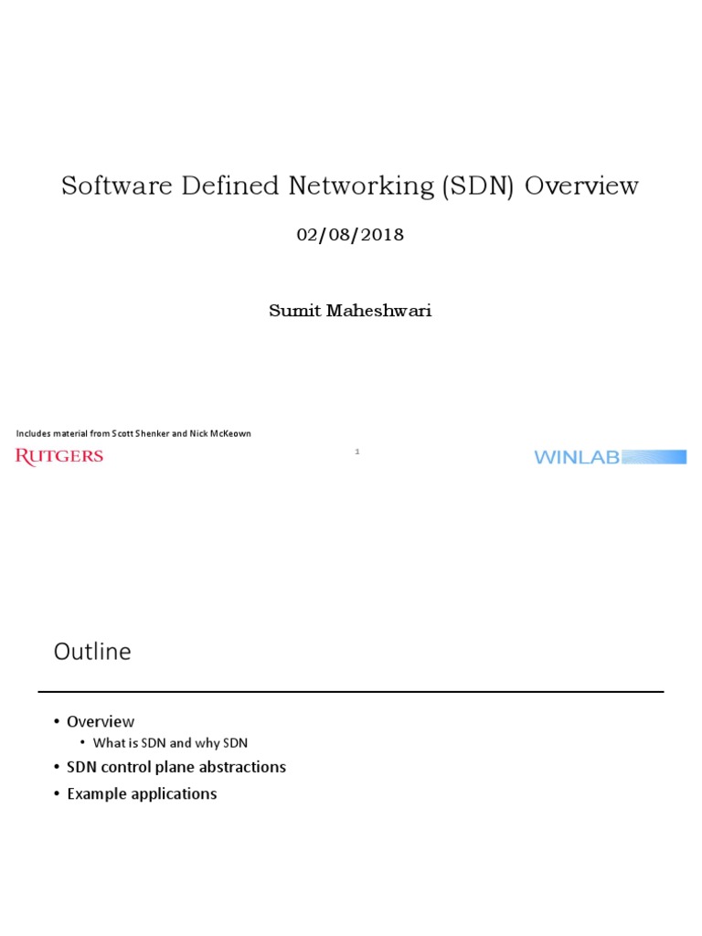 Software Defined Networking Sdn Overview Includes Material From
