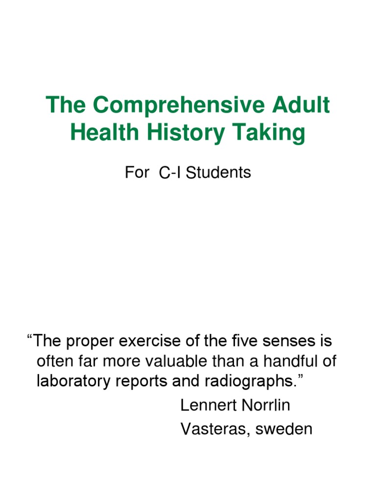 The Comprehensive Adult Health History Taking: For C-I Students | PDF ...