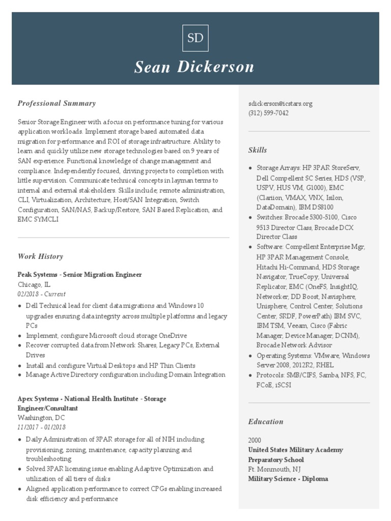 Sean Dickerson: Professional Summary | PDF | Backup | Computer Networking