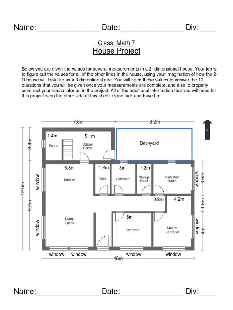 Math 7 House Project Measurements Guide | PDF | Area | Teaching Mathematics