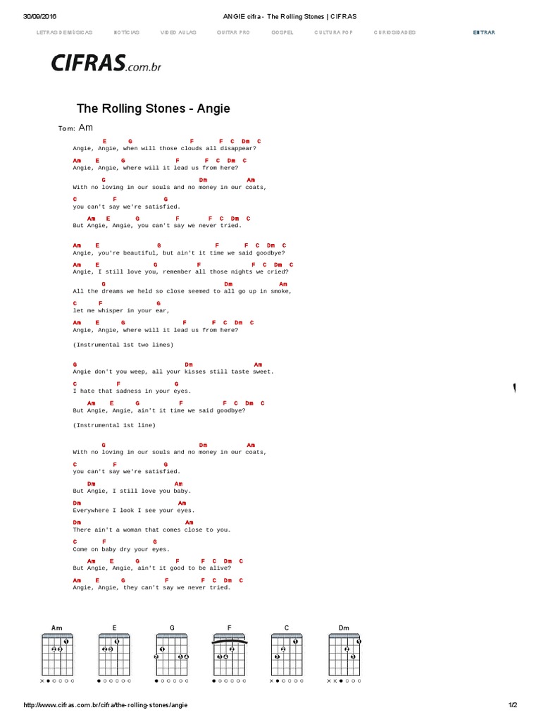 Angie Chords and Lyrics - The Rolling Stones | PDF | Recorded Music ...