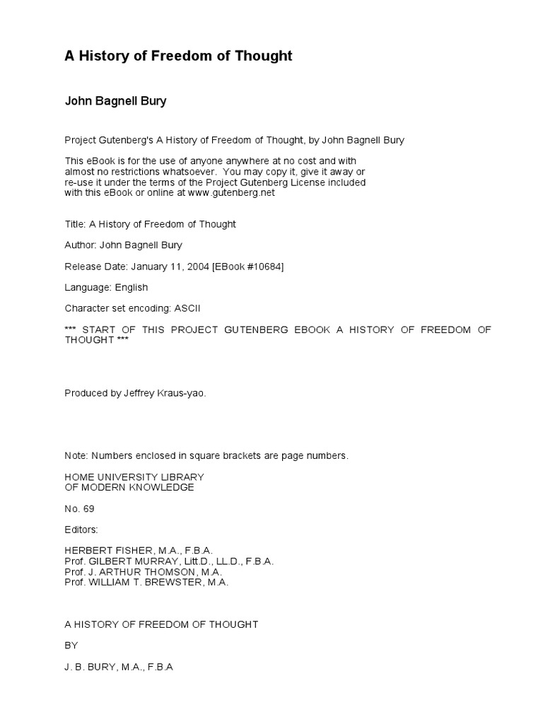 History of Freedom of Thought | PDF | Socrates | Reason