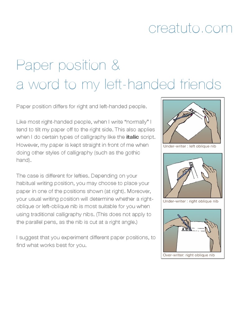 Paper Position & A Word To My Left-Handed Friends: Italic Script | PDF