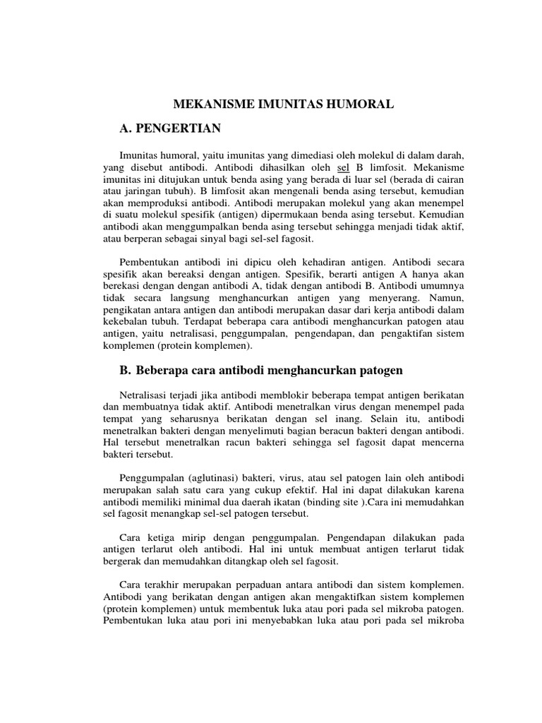 Mekanisme Imunitas Humoral | PDF
