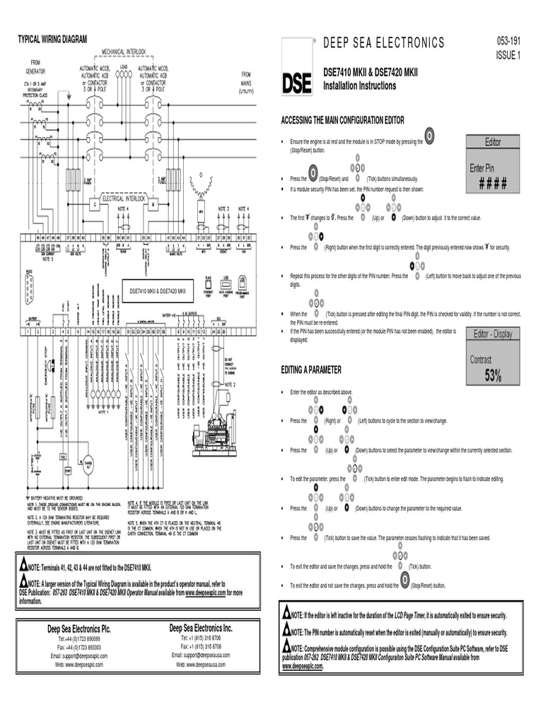 Typical Wiring Diagram and Main Configuration Editor Parameters for ...