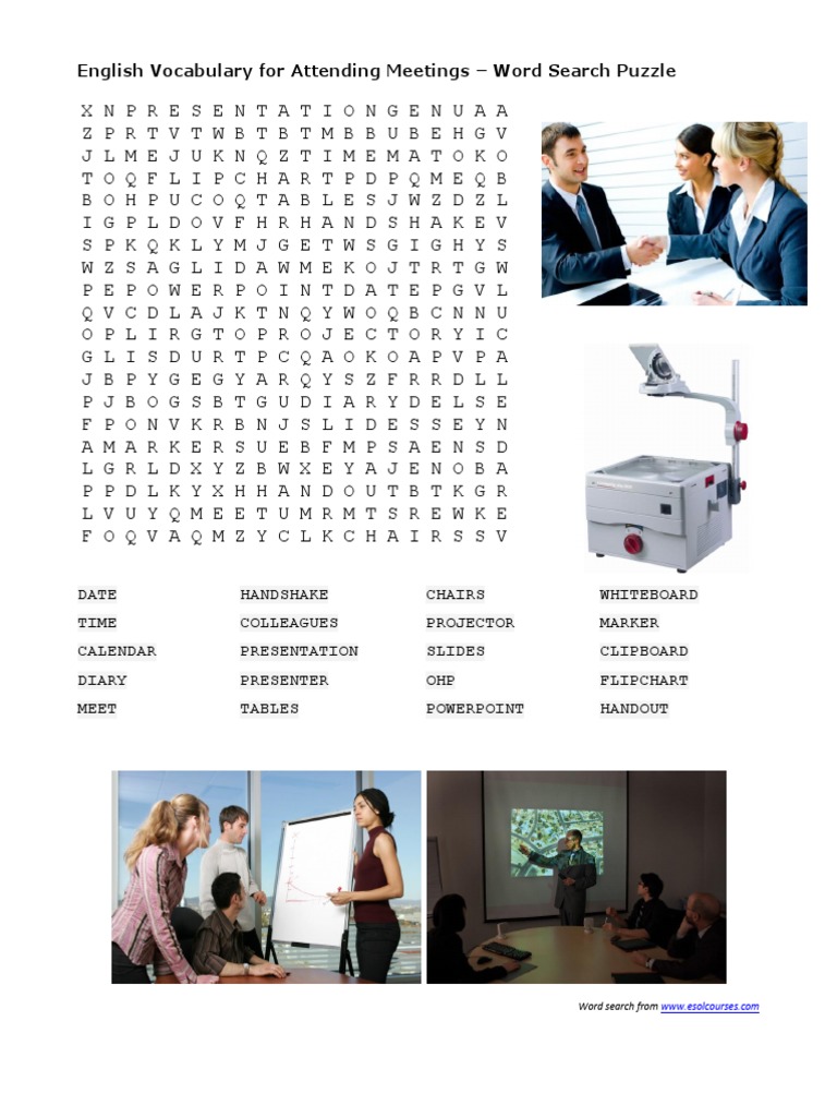 English Vocabulary For Attending Meetings | PDF | Classroom