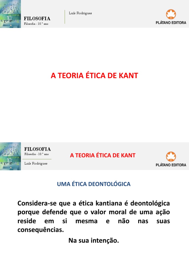 A Teoria Ética de Kant-2019 | PDF | Immanuel Kant | Lei das Obrigações