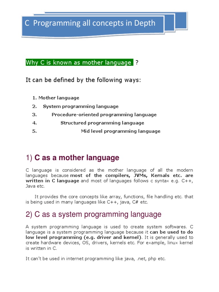 Concept of C Programming | PDF | C (Programming Language) | Variable ...