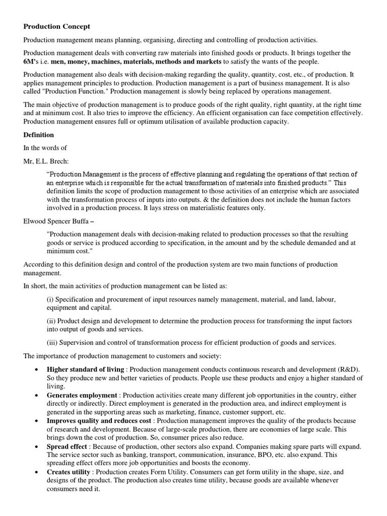 Production Concept: 6M's I.E. Men, Money, Machines, Materials, Methods ...