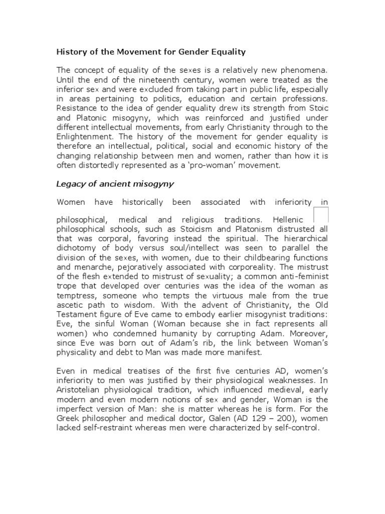 History of The Movement For Gender Equality | PDF | Ecofeminism | Feminism