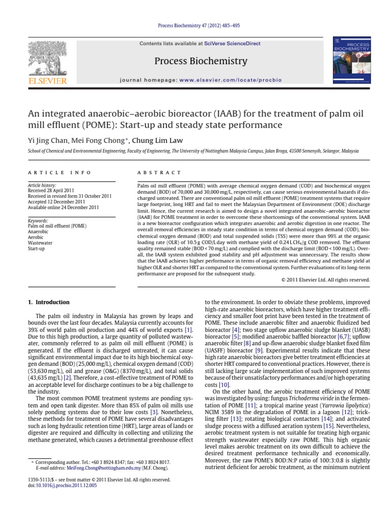 An Integrated Anaerobic-Aerobic Bioreactor (IAAB) For The Treatment of ...