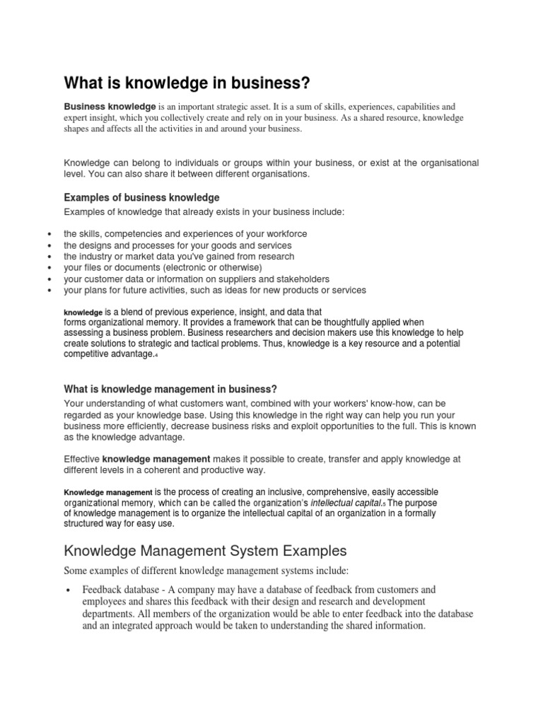 What Is Knowledge in Business | PDF | Knowledge Management | Business