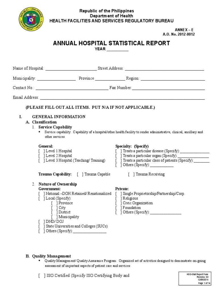 Annual Hospital Statistical Report | PDF | Patient | Emergency Department