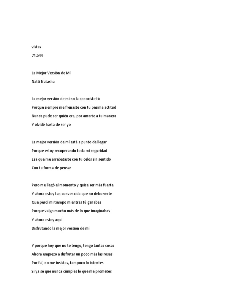 Cancion La Mejor Version de Mi | PDF