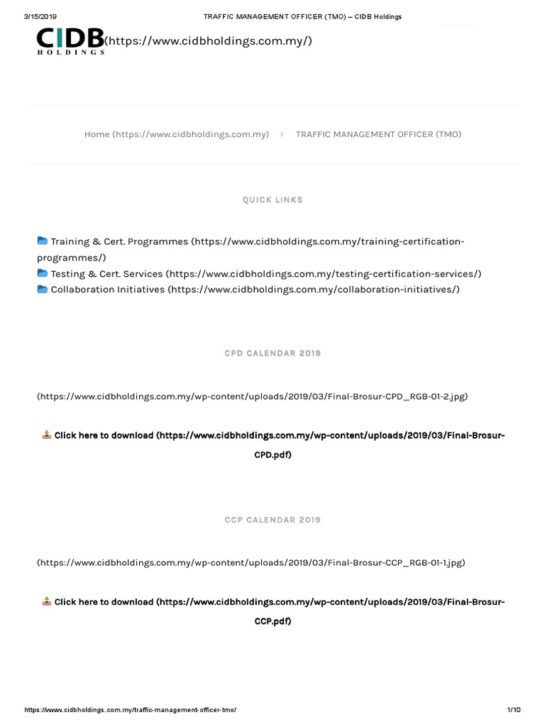 CIDB TMO Training | PDF