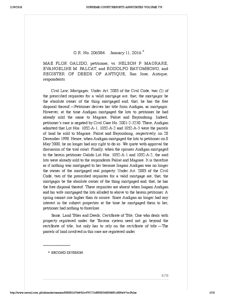 1.galido vs. Magrare | PDF | Judgment (Law) | Mortgage Law