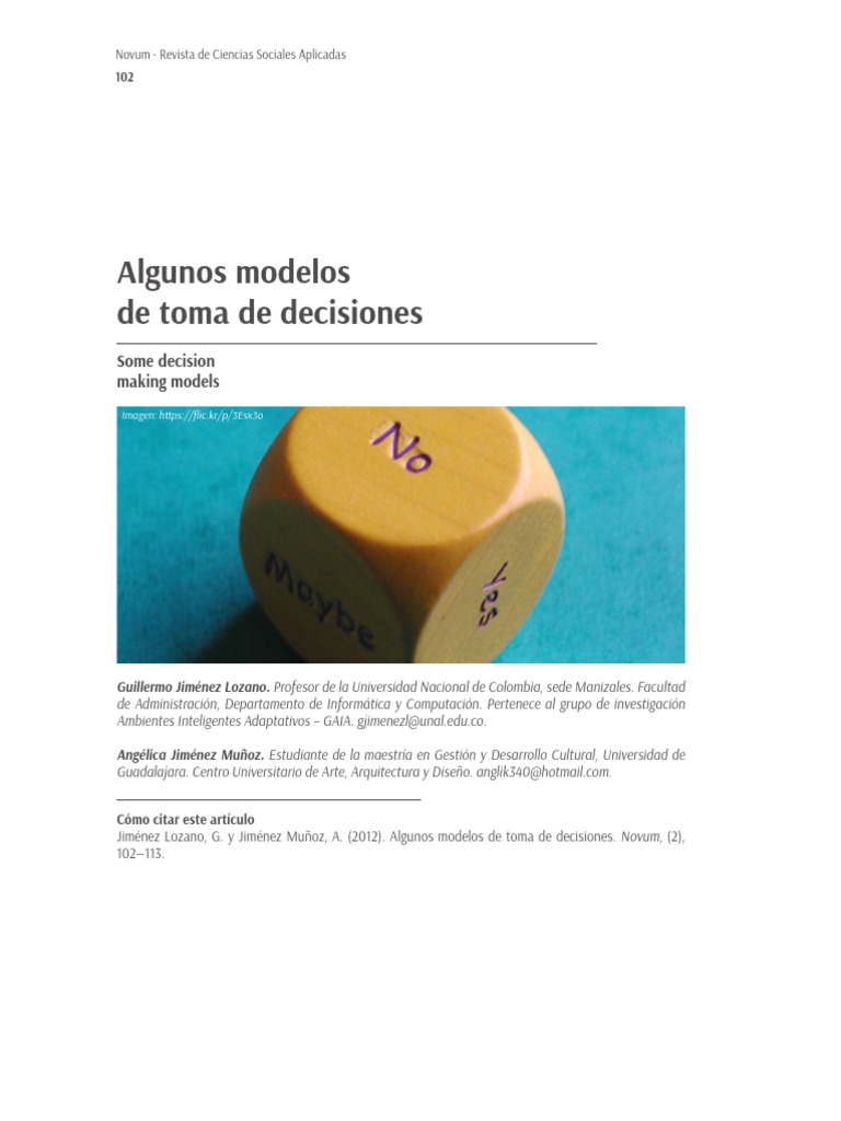 Modelos para La Toma de Decisiones | PDF | Justificación | Toma de ...