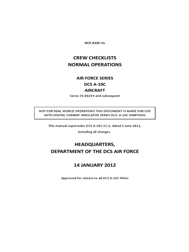 DCS A-10c Operator Checklists 8d White | PDF | Takeoff | Aerospace ...