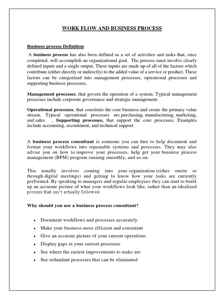 Work Flow and Business Process | PDF | Business Process | Systems Theory