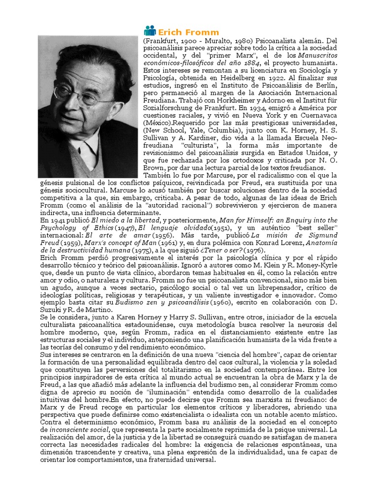 Erich Fromm | PDF | Erich Fromm | Psicoanálisis