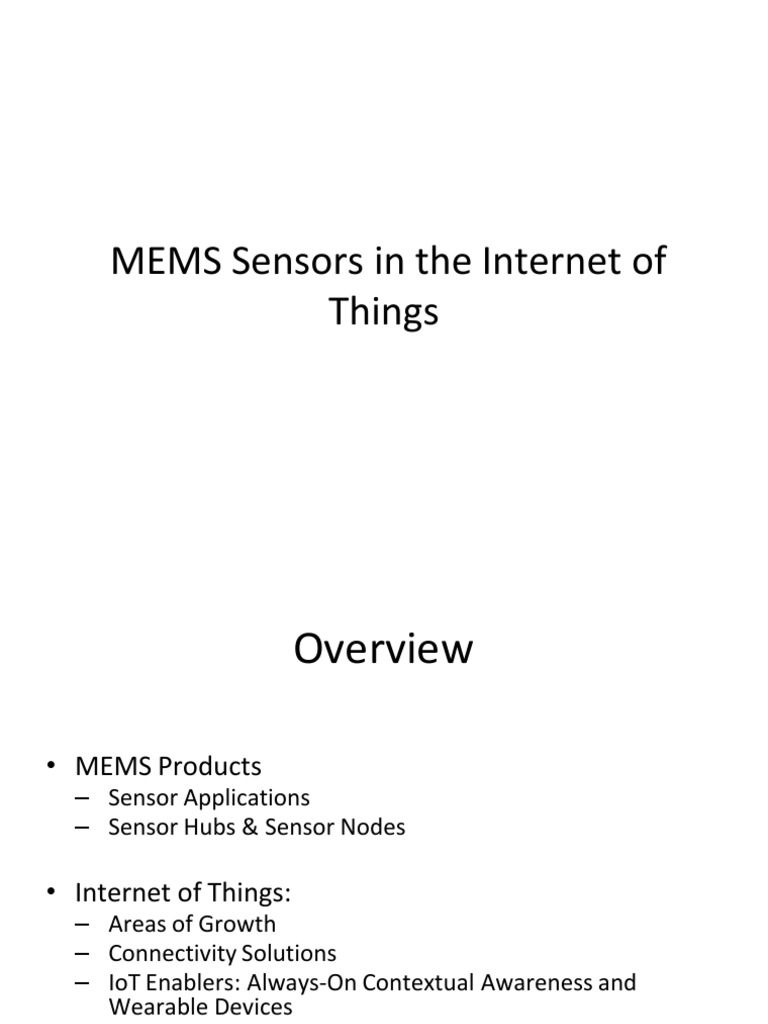MEMS Sensors in IoT Applications | PDF | Internet Of Things ...