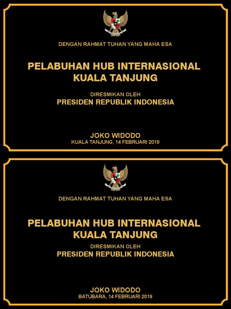 Prasasti Peresmian Pelabuhan Kuala Tanjung | PDF