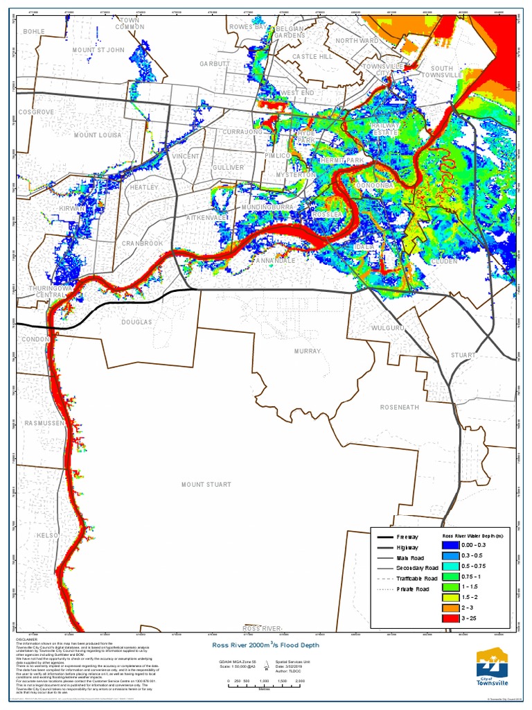Ross River 2000m /s Flood Depth | PDF | Information Science