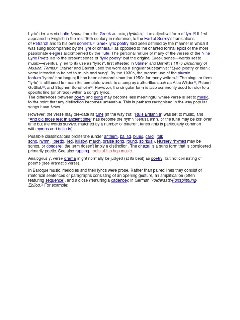 Exploring the Relationship Between Poetry, Song, and Lyric Forms ...