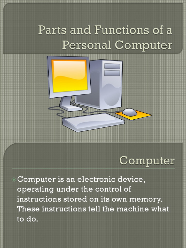 Parts and Functions of A Personal Computer | PDF | Floppy Disk ...
