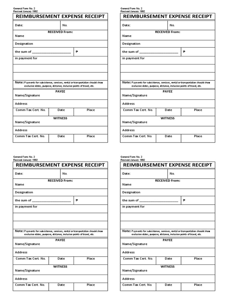 Reimbursement Expense Receipt (RER) | Payments | Services (Economics)