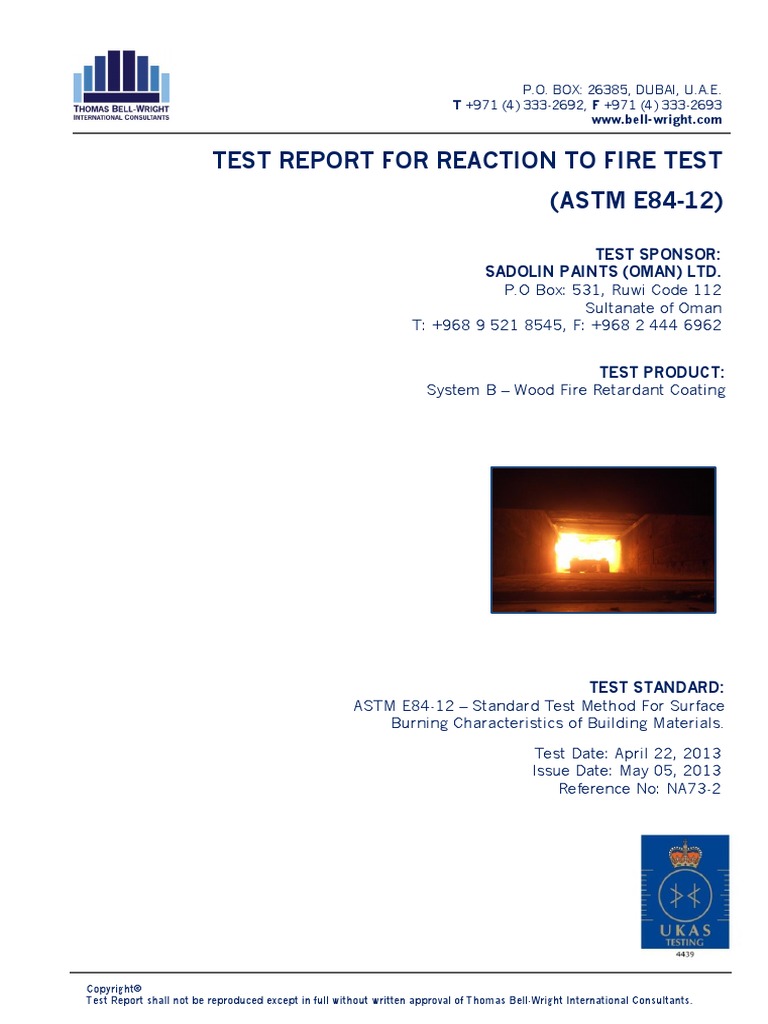 ASTM Test Report-FR PU Sealer and 2K Acrylic Clear Top Coat 05may13 PDF ...