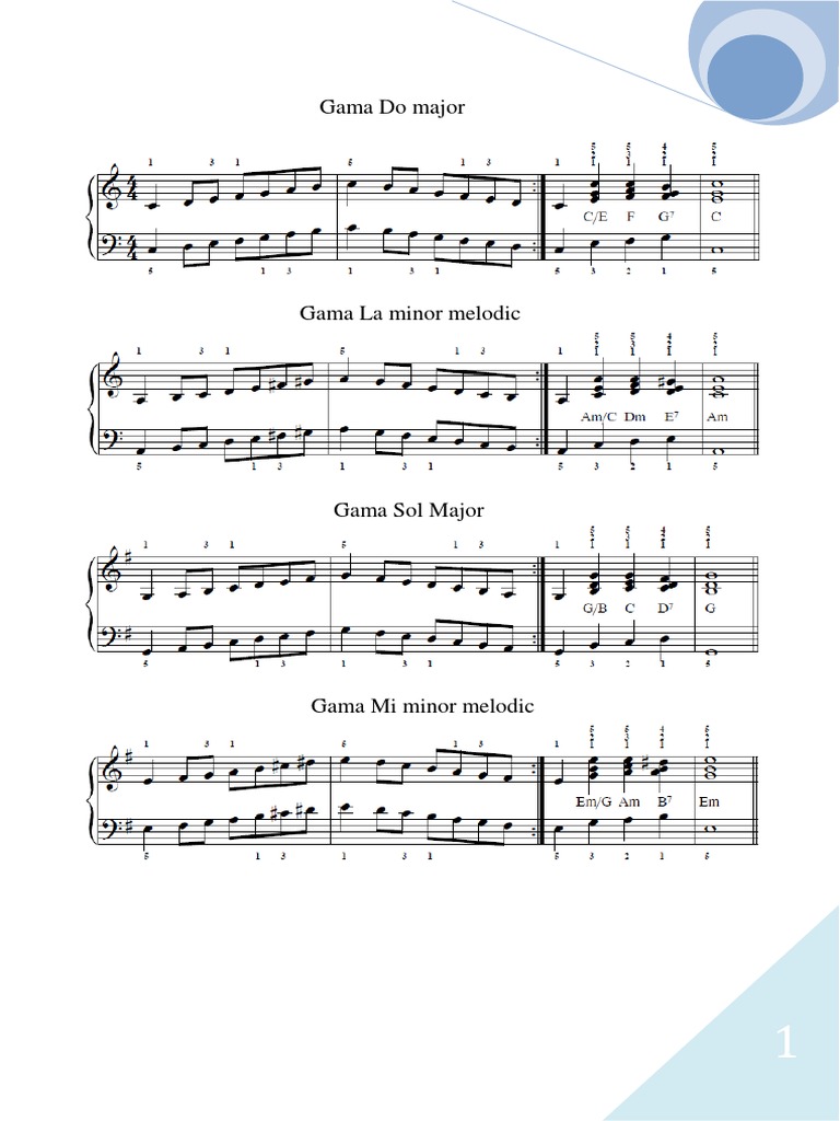 Game Majore Si Relativele Minore Pentru Pian | PDF