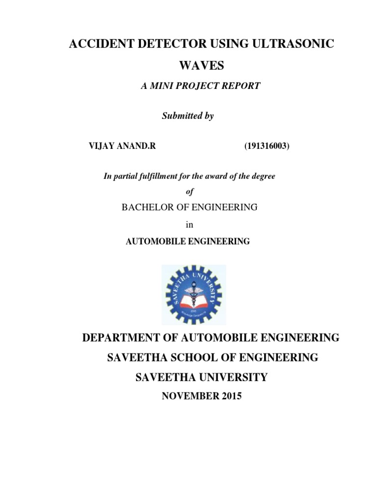 Accident Detector Using Ultrasonic Wave1title | PDF