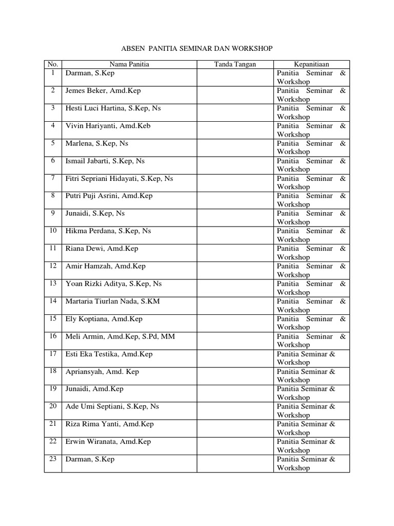 Absen Panitia | PDF