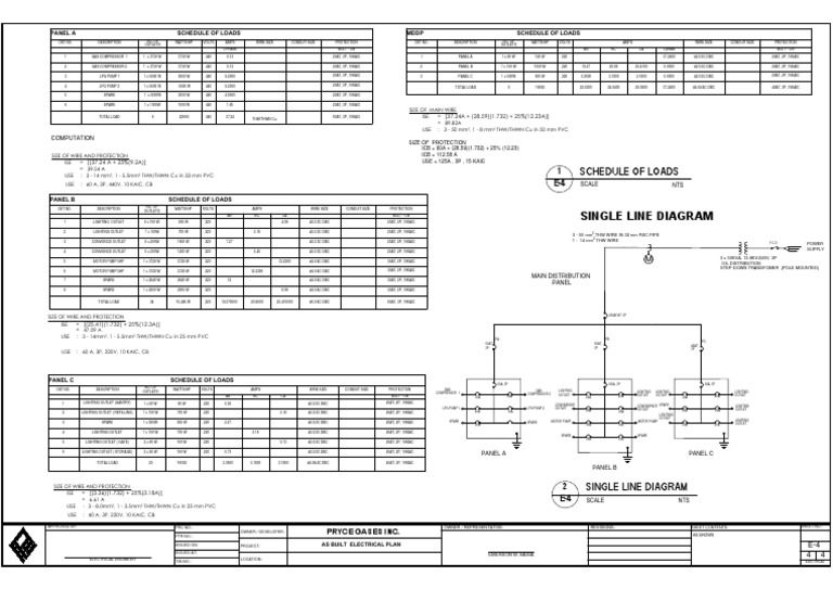 Schedule of Loads: Single Line Diagram | PDF | Power Engineering | Machines