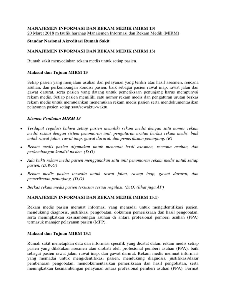 Manajemen Informasi Dan Rekam Medik | PDF