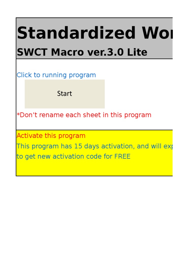 Standardized Work Combination Table Macro 3.0 Lite | PDF