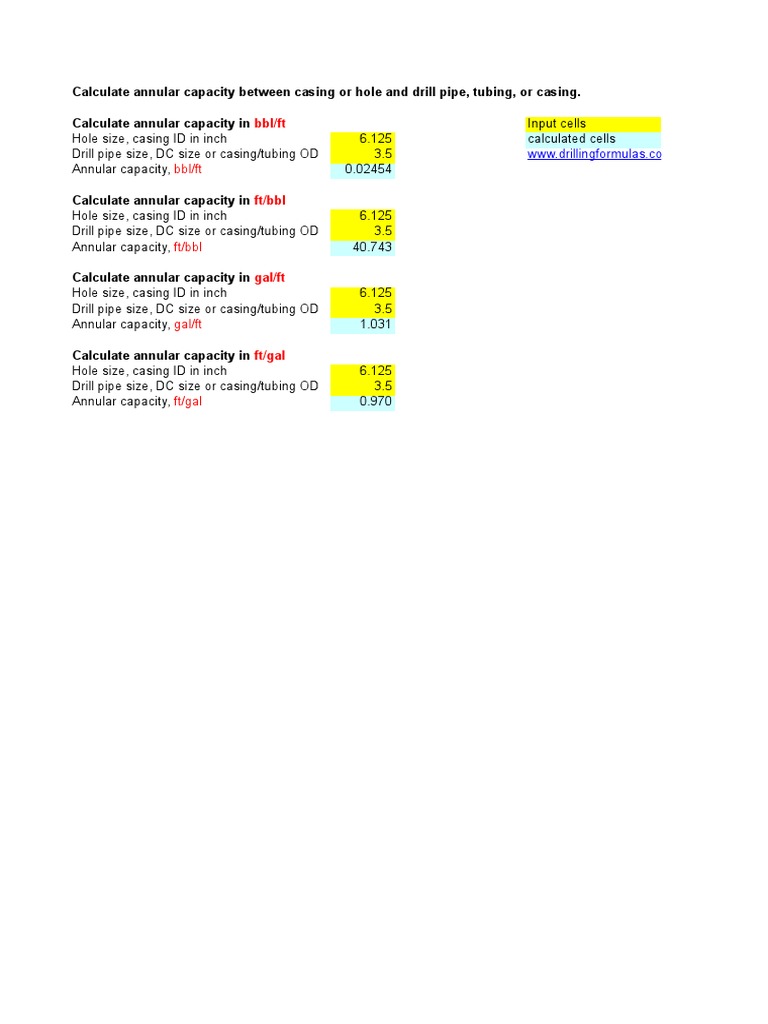Annular Capacity | PDF | Casing (Borehole) | Geotechnical Engineering