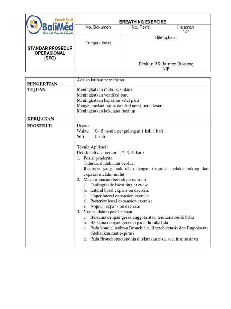 Sop Breathing Exercise | PDF