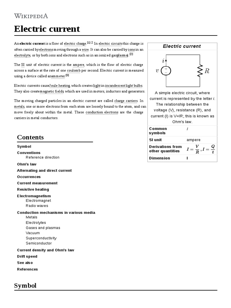 Electric Current | PDF | Electrical Resistivity And Conductivity ...