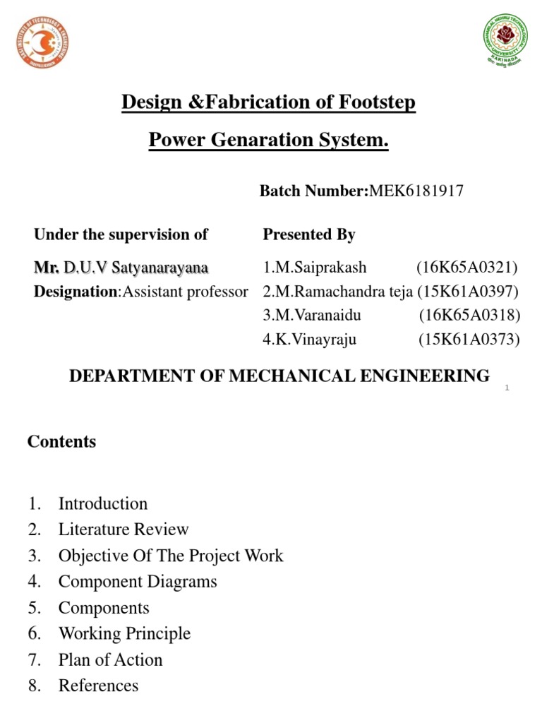 Design and Fabrication of a Footstep Power Generation System to Harness ...