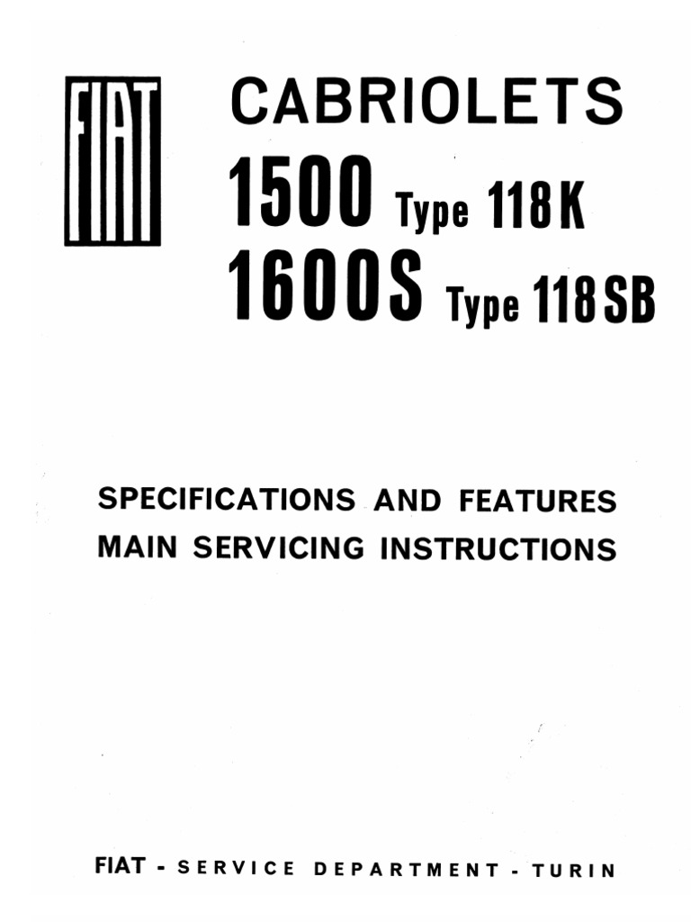 Fiat O.S.C.A. 1500S/1600S Service Manual (Part 1) | PDF